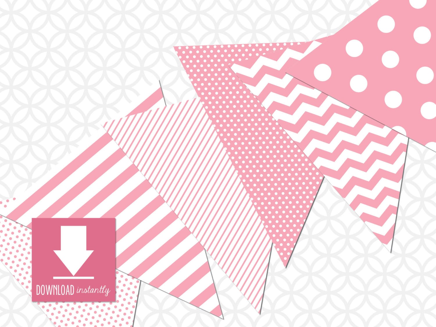 Printable Assorted Pennant Flag Banner: Lipgloss Pink Banner (instant ...