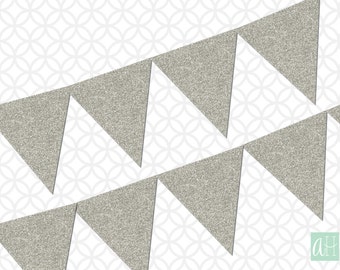 Printable MINI Silver Glitter Pennant Flag Banner: Instant | Etsy