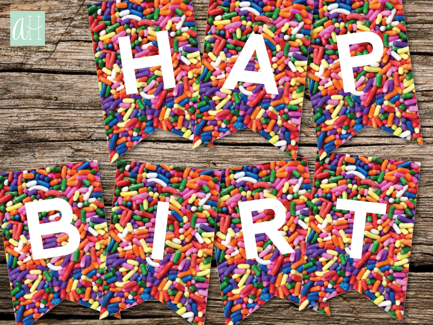 Printable Pennant Sprinkles Happy Birthday Banner COLORFUL - Etsy
