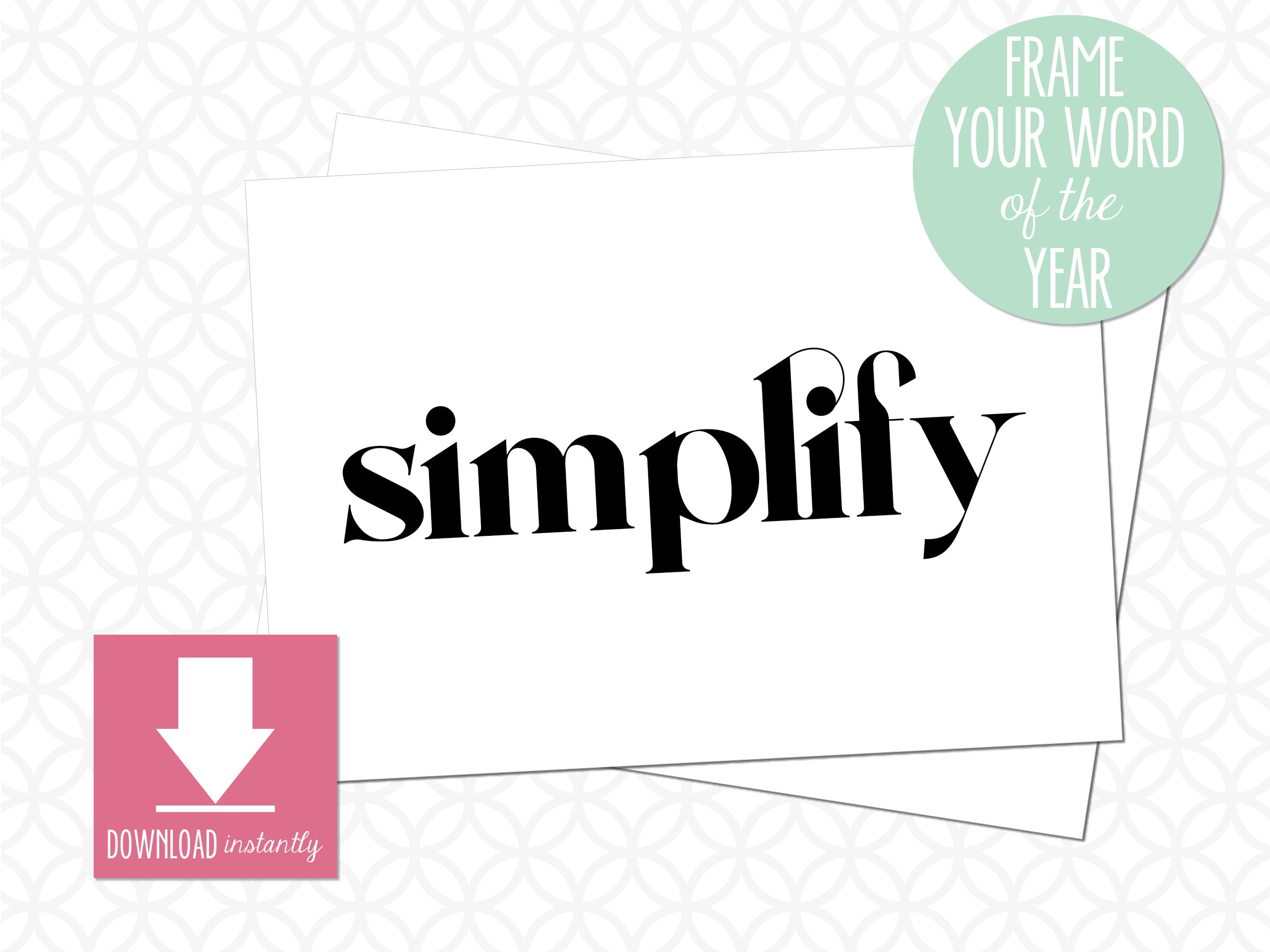 Printable Word of the Year SIMPLIFY Sign 5in X 7in: Instant - Etsy