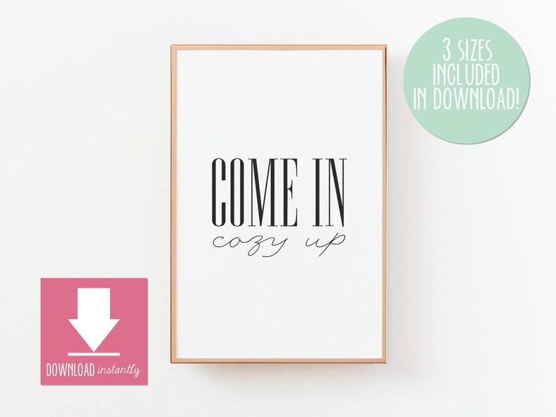 Printable Come in Cozy up Sign BLACK: Instant Download 8.5in X 11in ...