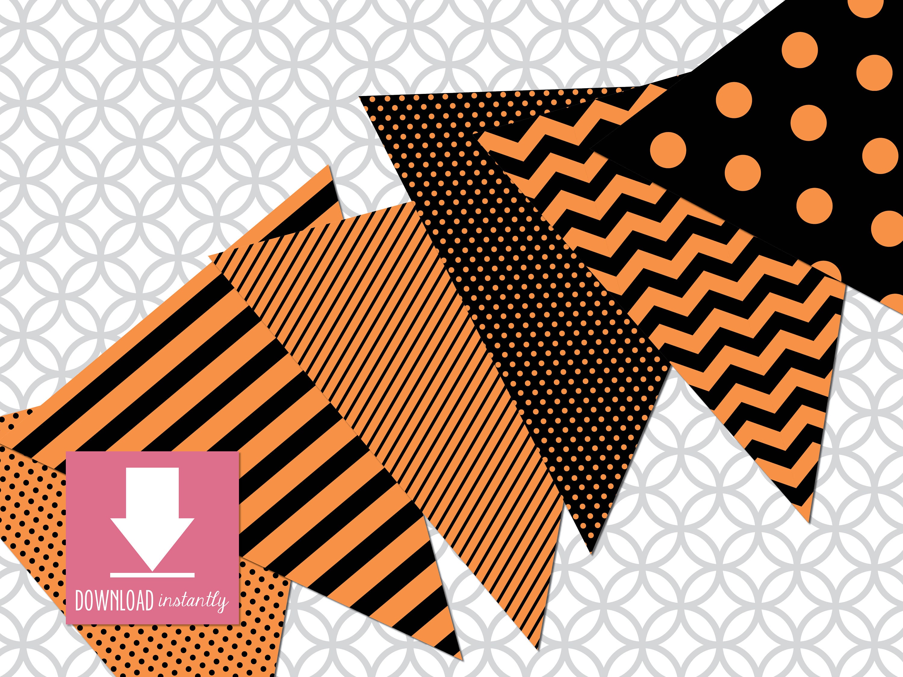 Printable Assorted Halloween Pennant Flags: Black and Orange (instant ...