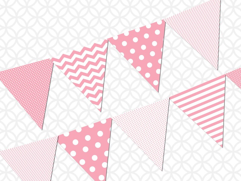 Printable Assorted Pennant Flag Banner: Lipgloss Pink Banner - Etsy
