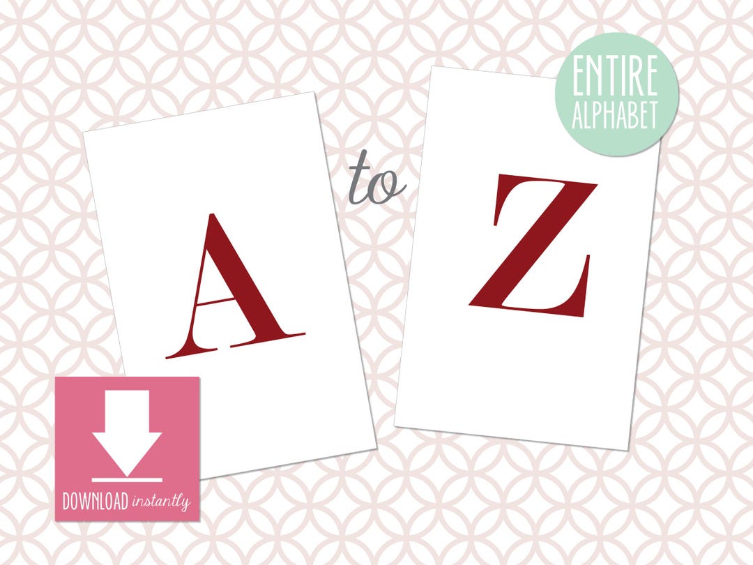 Printable Card Banner With Entire Alphabet, Red and White Banner, White ...
