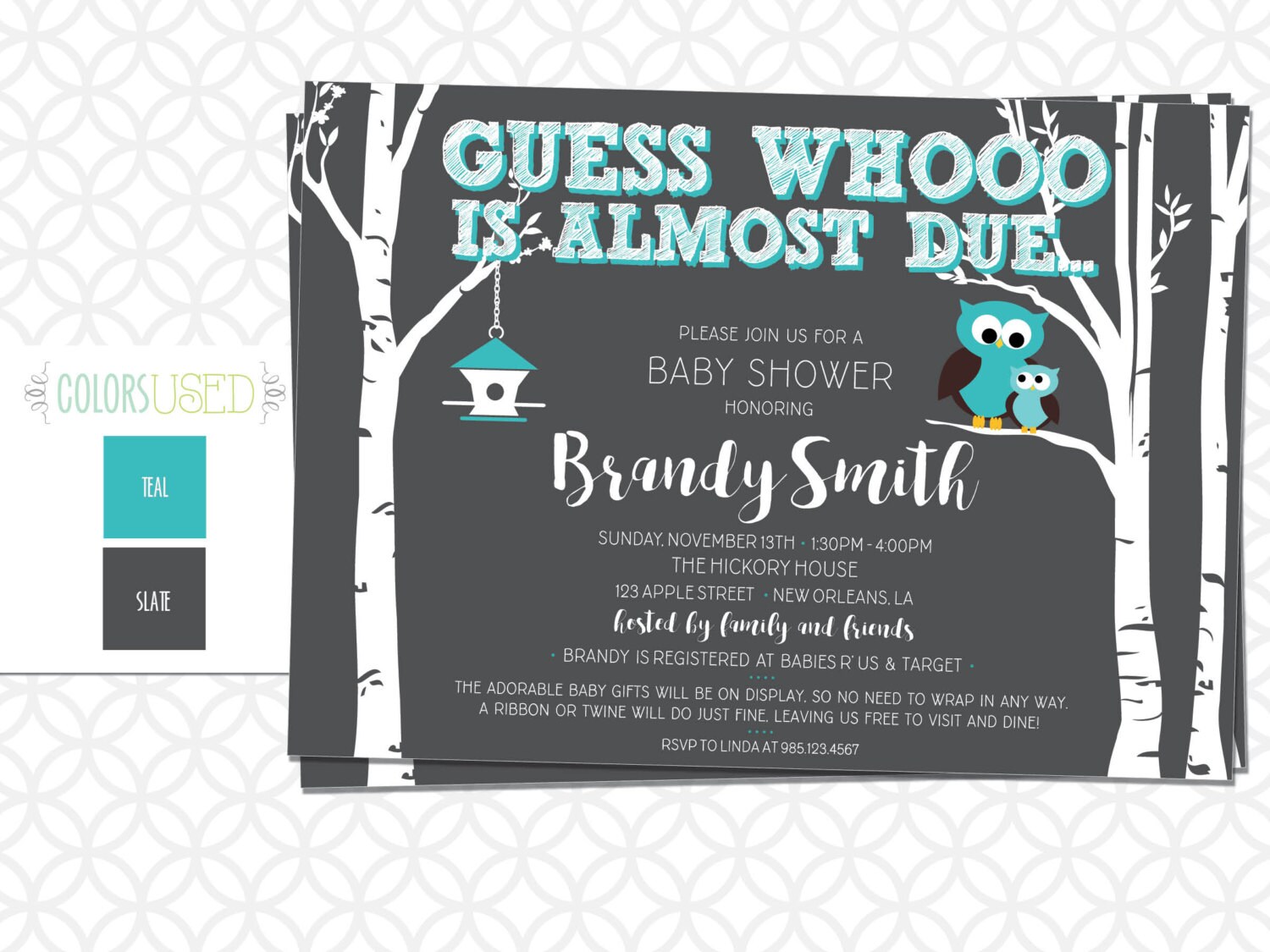 Printable Guess Whooo is Almost Due BABY SHOWER Invitation, Owl Baby ...