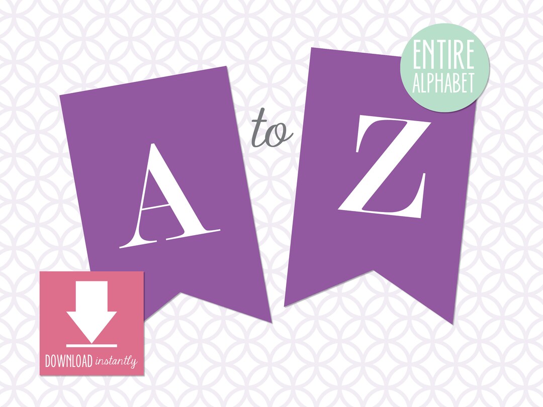 Printable Pennant Banner That Includes Entire Alphabet: Grape Purple ...