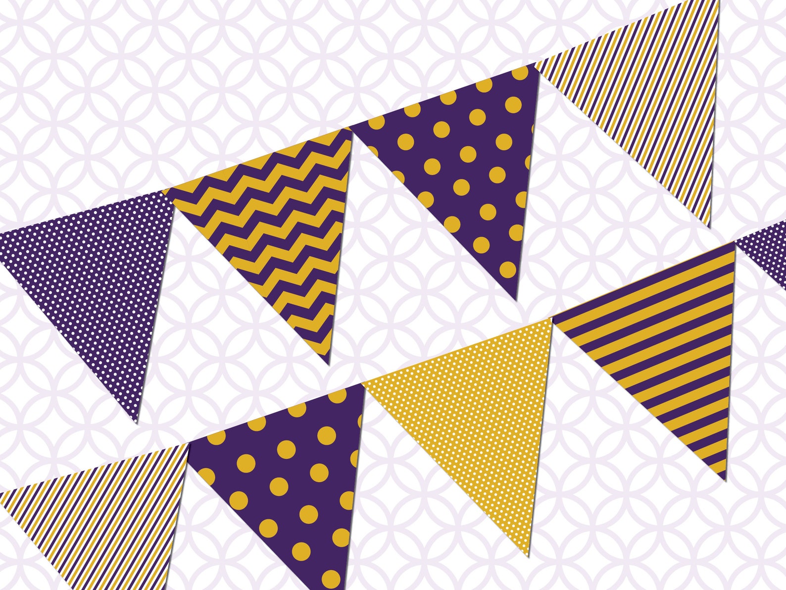 Printable Assorted Pennant Flags: Purple and Gold Banner (instant ...