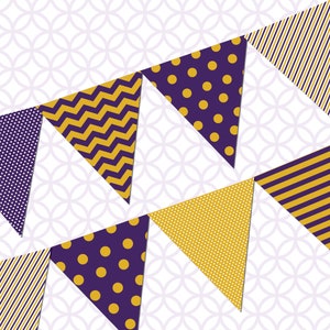 Printable Assorted Pennant Flags: Purple and Gold Banner (instant ...