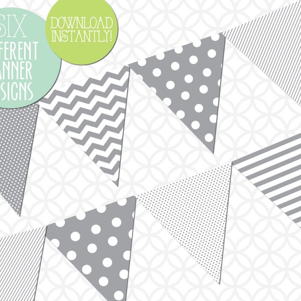 Grey Chevron Banner - Etsy
