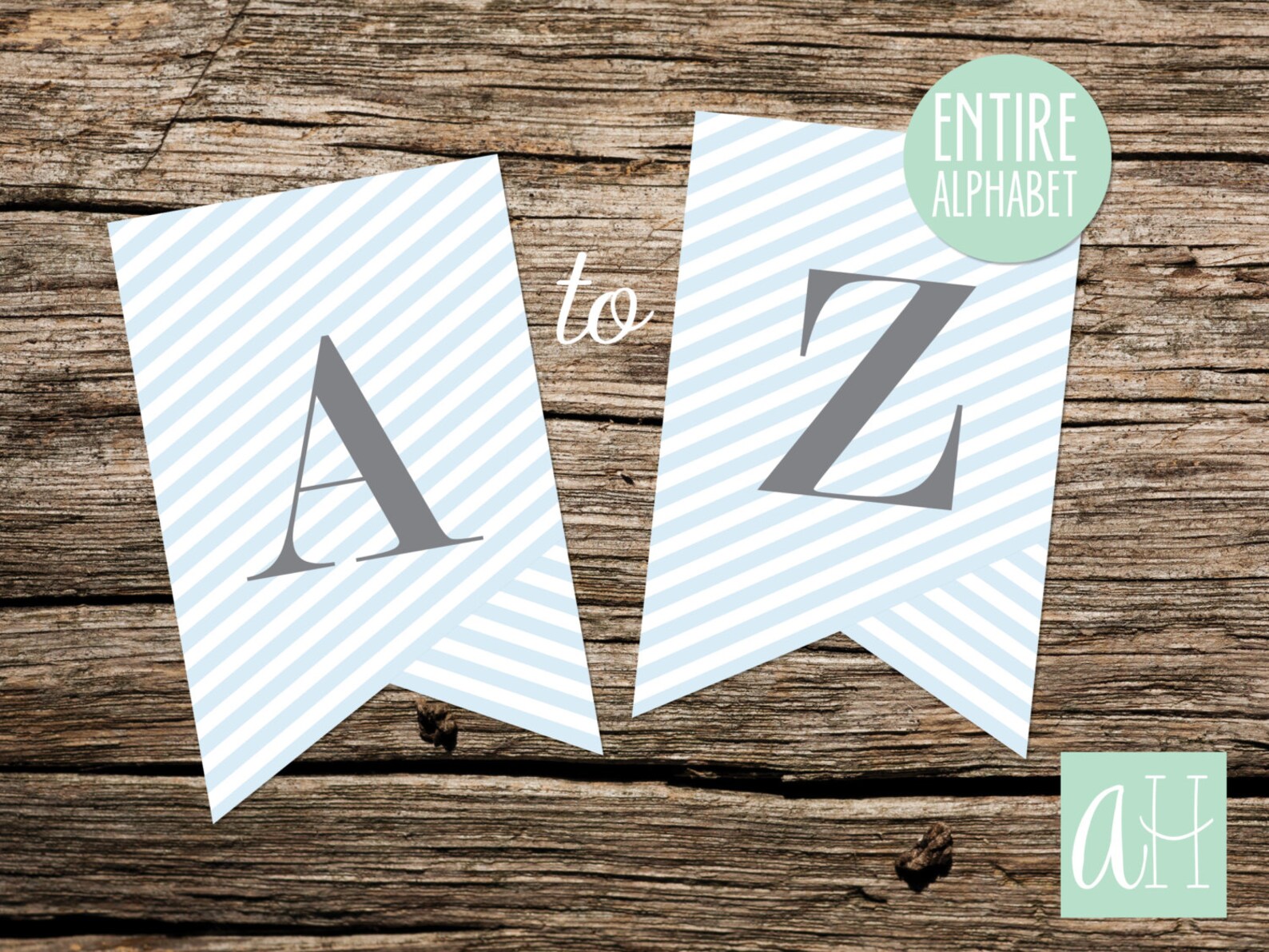 Printable Pennant Banner That Includes Entire Alphabet: Light Blue ...