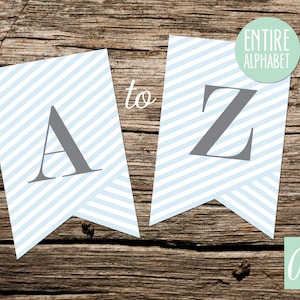 Printable Pennant Banner That Includes Entire Alphabet: Light Blue ...