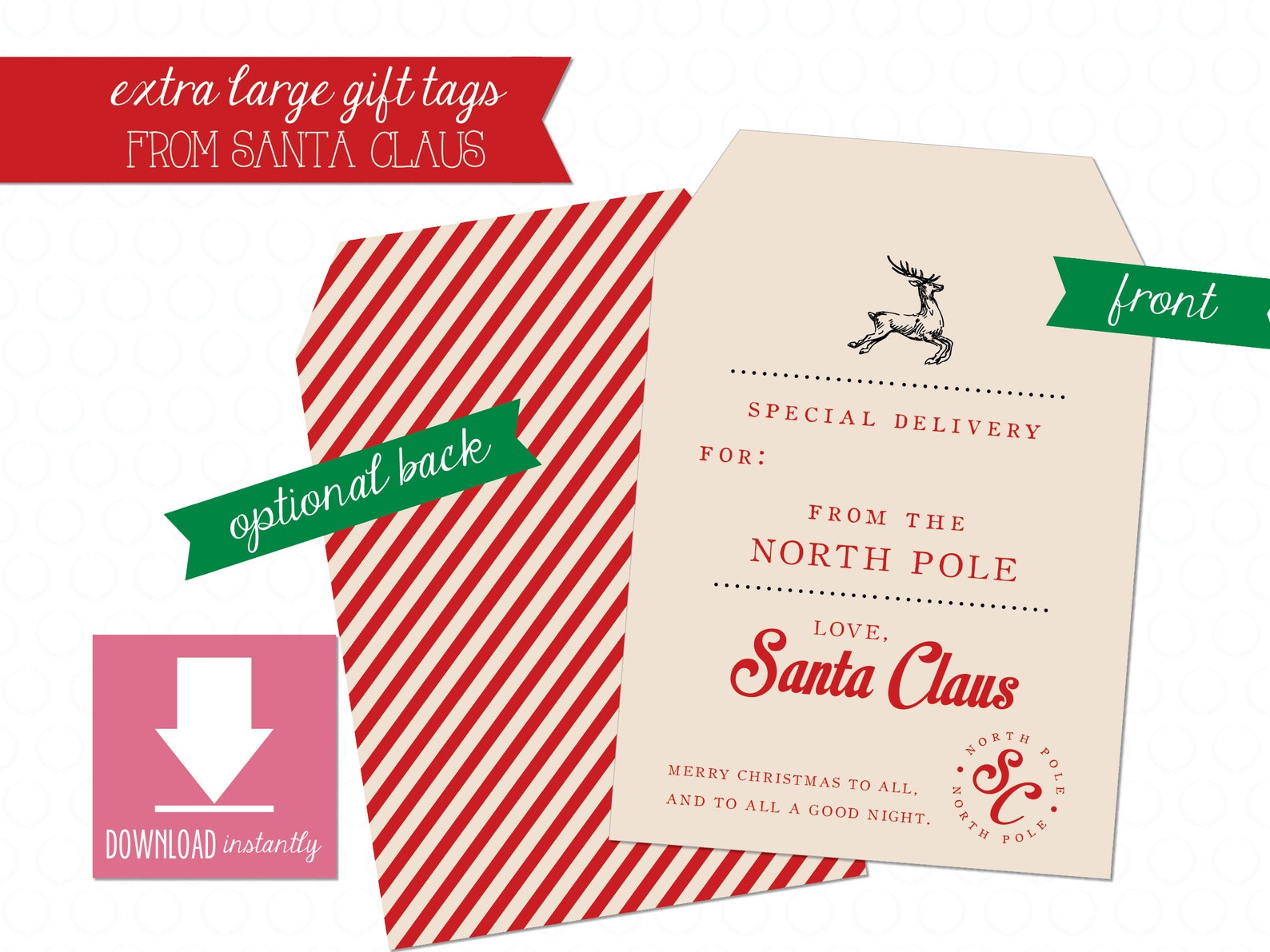 Printable Extra Large Gift Tag From Santa Instant Download, Santa ...