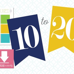 Printable Pennant Banner That Includes Numbers 10 Through 20: Colorful ...
