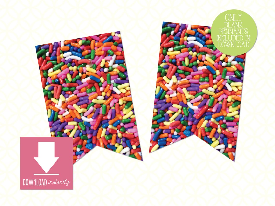 Printable Pennant Banner COLORFUL SPRINKLES, Blank Pennants: Instant ...