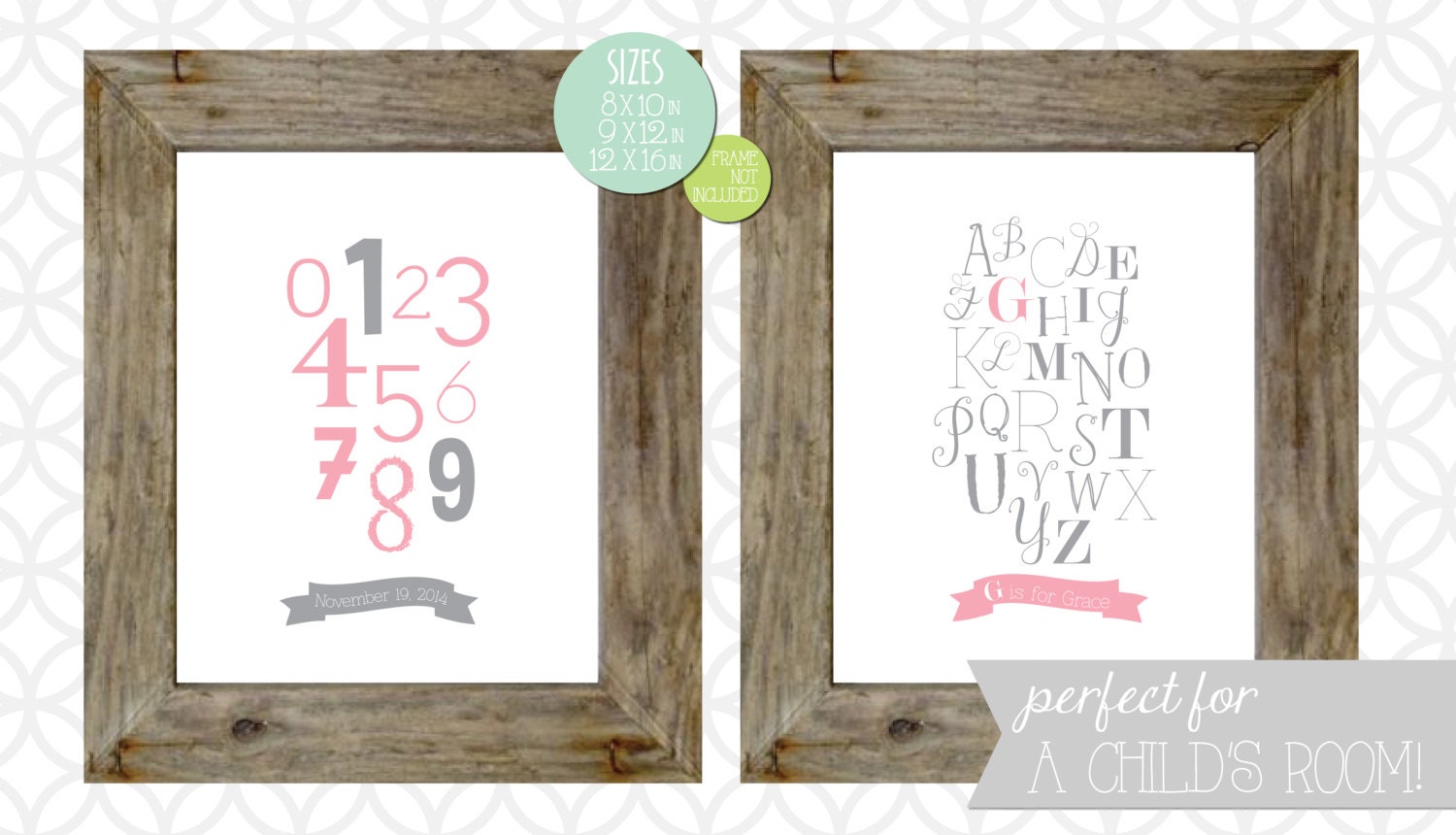 Printable Alphabet Sign With Child's Name Included script - Etsy