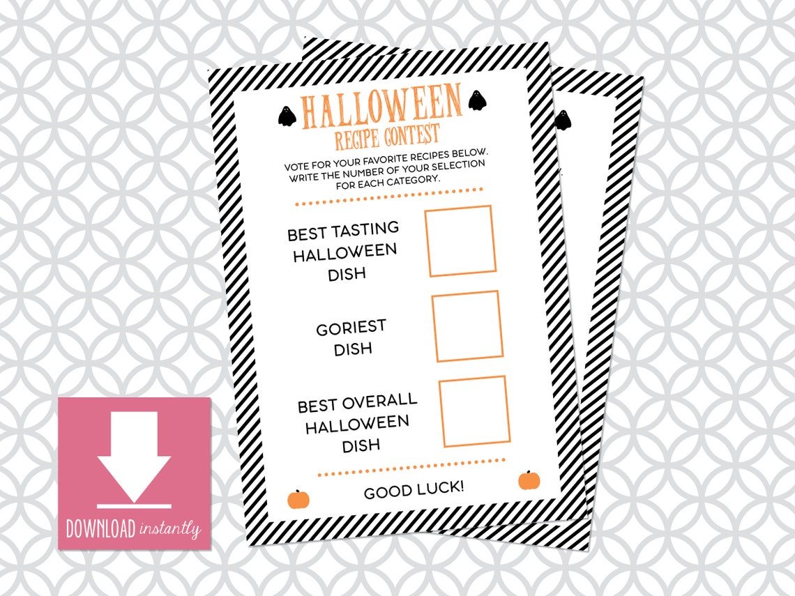 HALLOWEEN Voting Ballot Card for Halloween Party, Bake Off: Instant ...