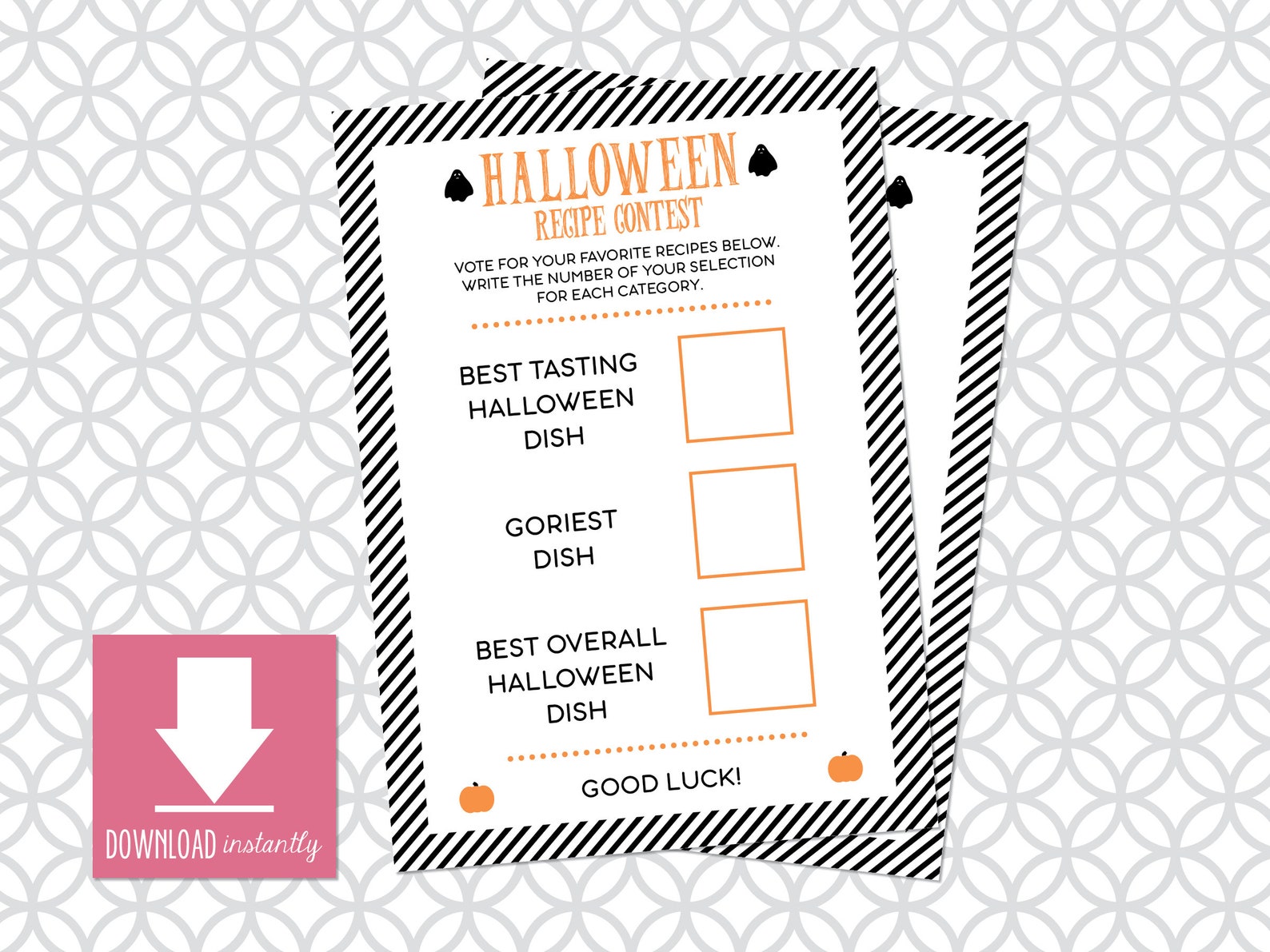 HALLOWEEN Voting Ballot Card for Halloween Party, Bake Off: Instant ...