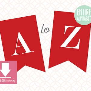 Printable Pennant Banner That Includes Entire Alphabet: Scarlett Red ...