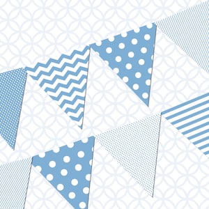 Printable Assorted Pennant Flag Banner: Light Blue (instant Digital ...