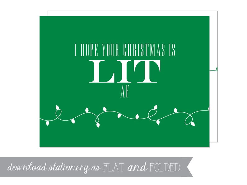 Printable I Hope Your Christmas is LIT Af Holiday Stationery - Etsy