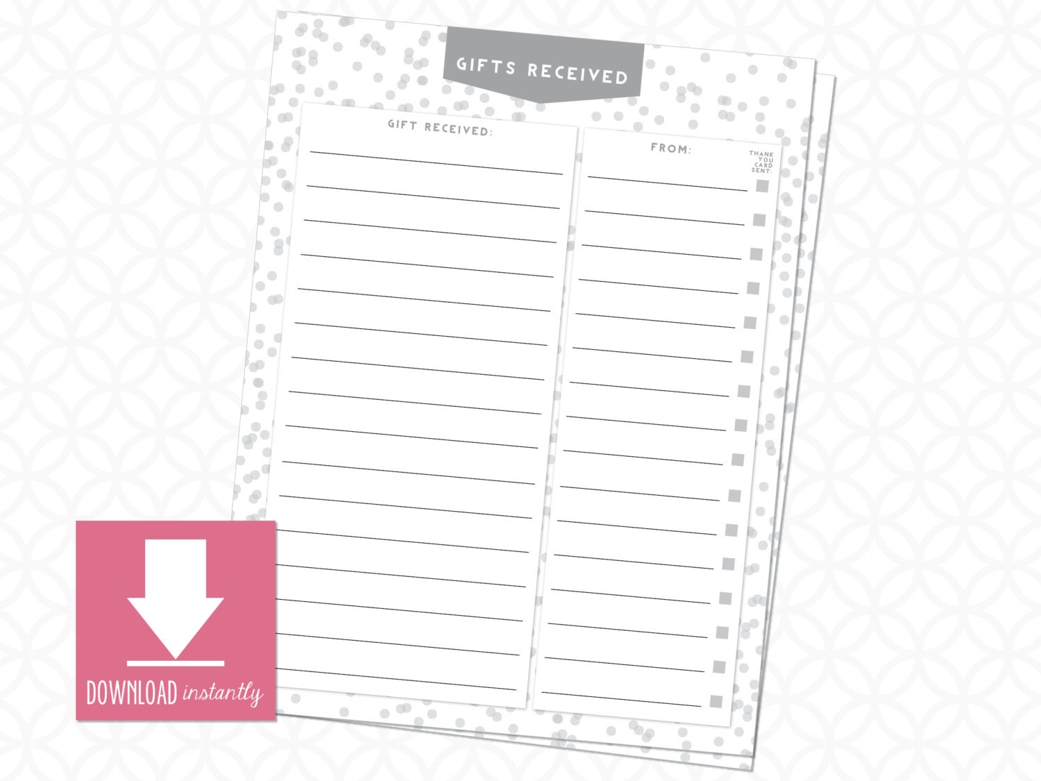 Printable Gifts Received Log With Thank You Card Sent - Etsy