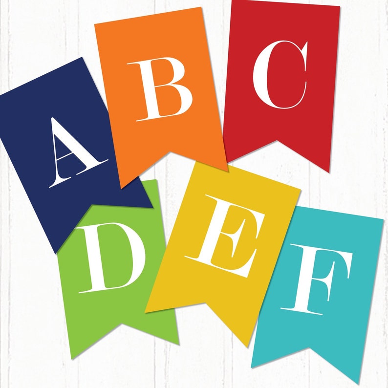 Printable Pennant Banner That Includes Entire Alphabet: Colorful Banner ...