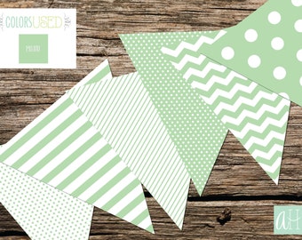 Printable Assorted Pennant Flag Banner: Gray instant Digital | Etsy
