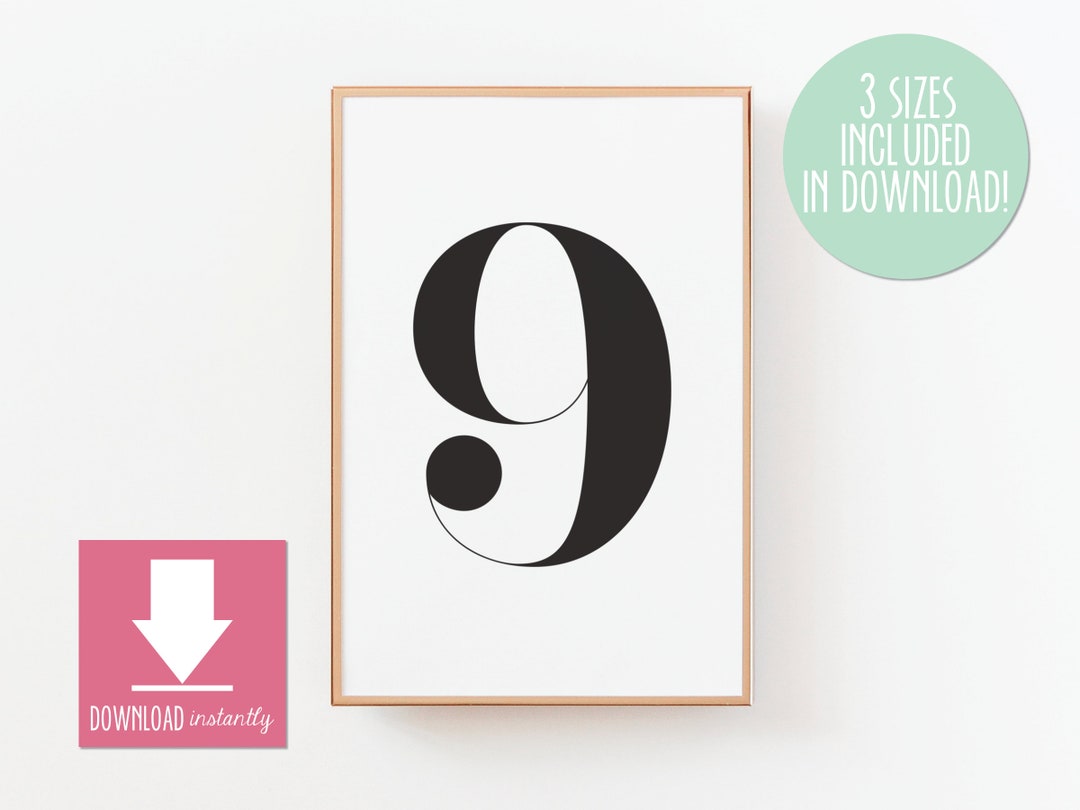 Printable Number 9: Instant Download 3 Sizes, 8.5in X 11in, 11in X 17in ...