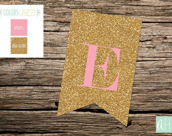 Printable Assorted Pennant Flags: Purple and Gold Banner instant ...