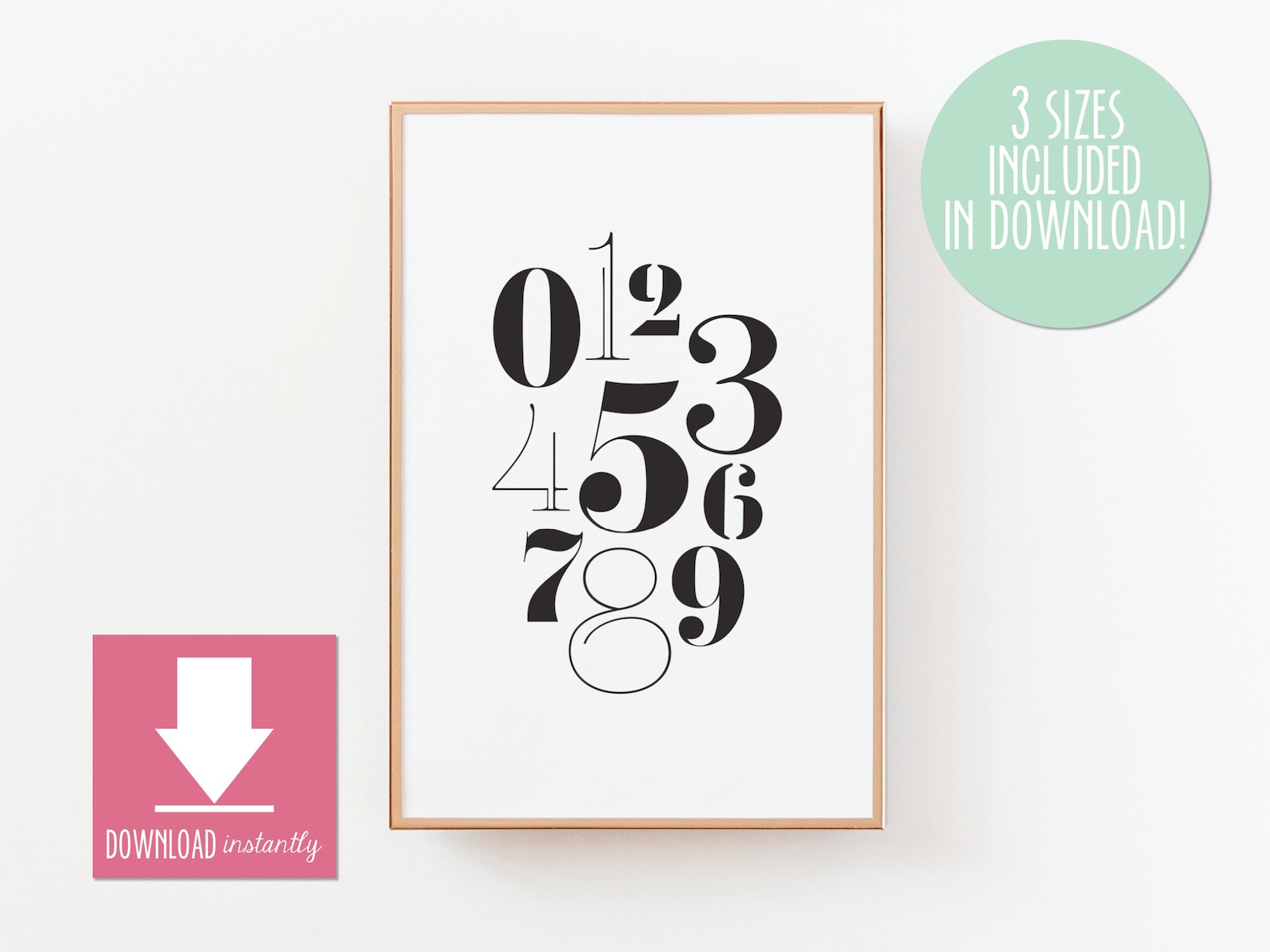 Printable Black Numbers 0 Through 9: Instant Download, 3 Sizes, 8.5in X ...