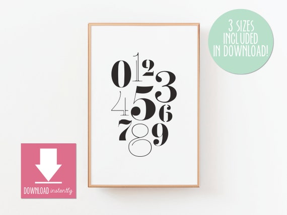 Printable Black Numbers 0 through 9: Instant Download 3 | Etsy