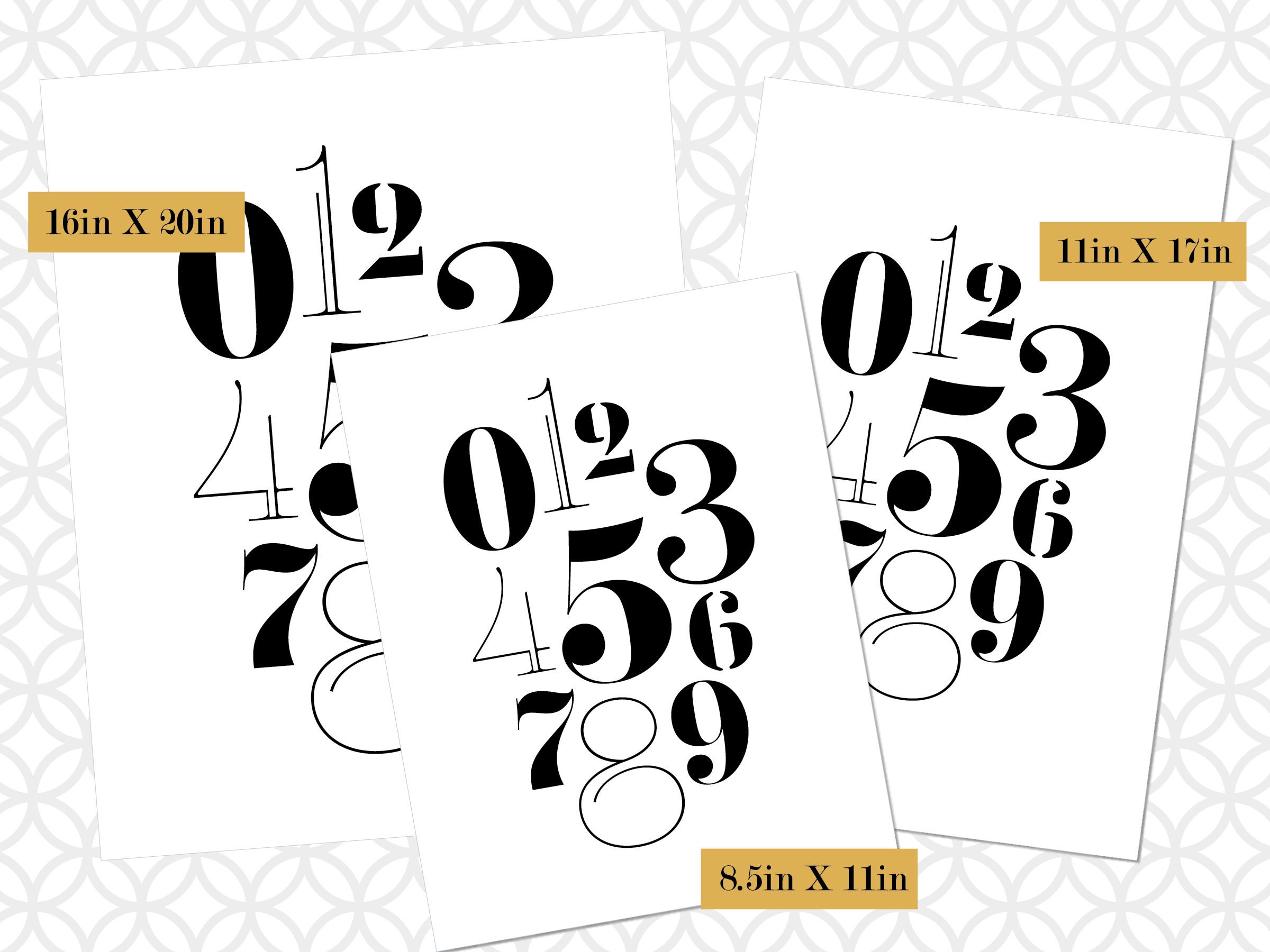 Printable Black Numbers 0 Through 9: Instant Download, 3 Sizes, 8.5in X ...