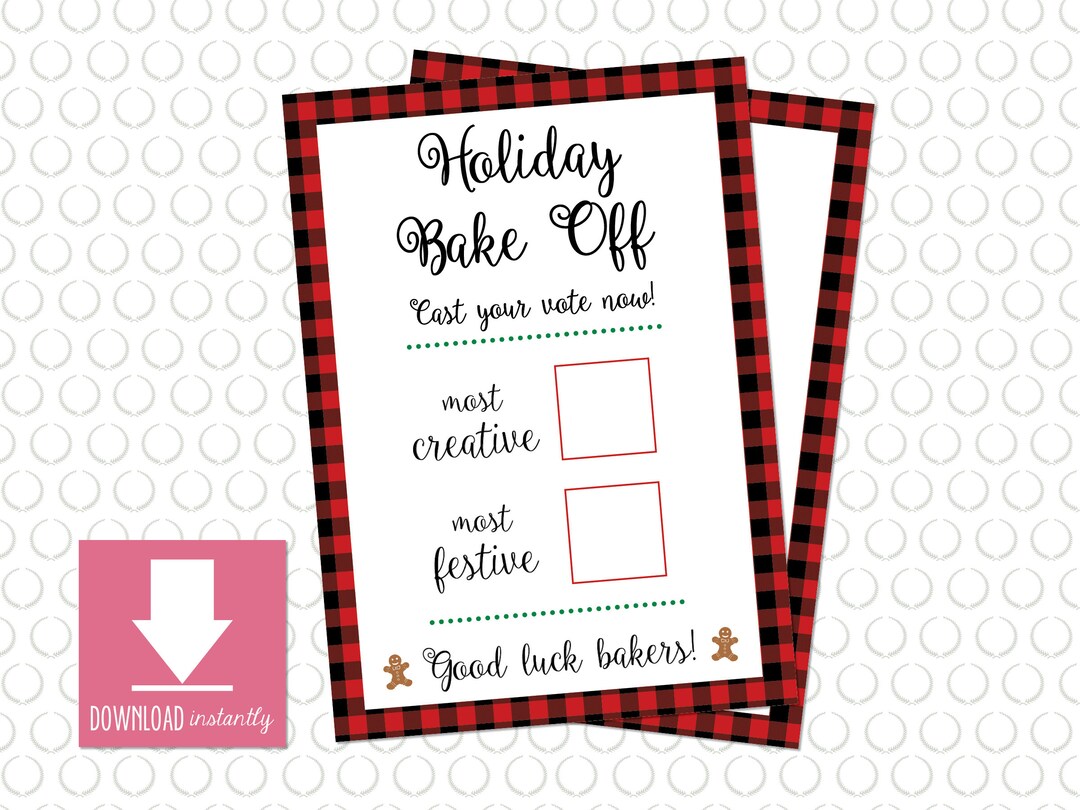 Holiday Bake off Voting Ballot Card for Christmas Party, Bake Off ...