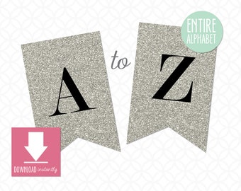 Printable Pennant Banner That Includes Entire Alphabet: Gold - Etsy