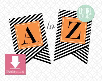 Printable Pennant Banner That Includes Entire Alphabet: Black | Etsy