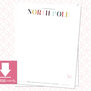 Printable Letterhead, A Message From the North Pole, Instant Printable ...