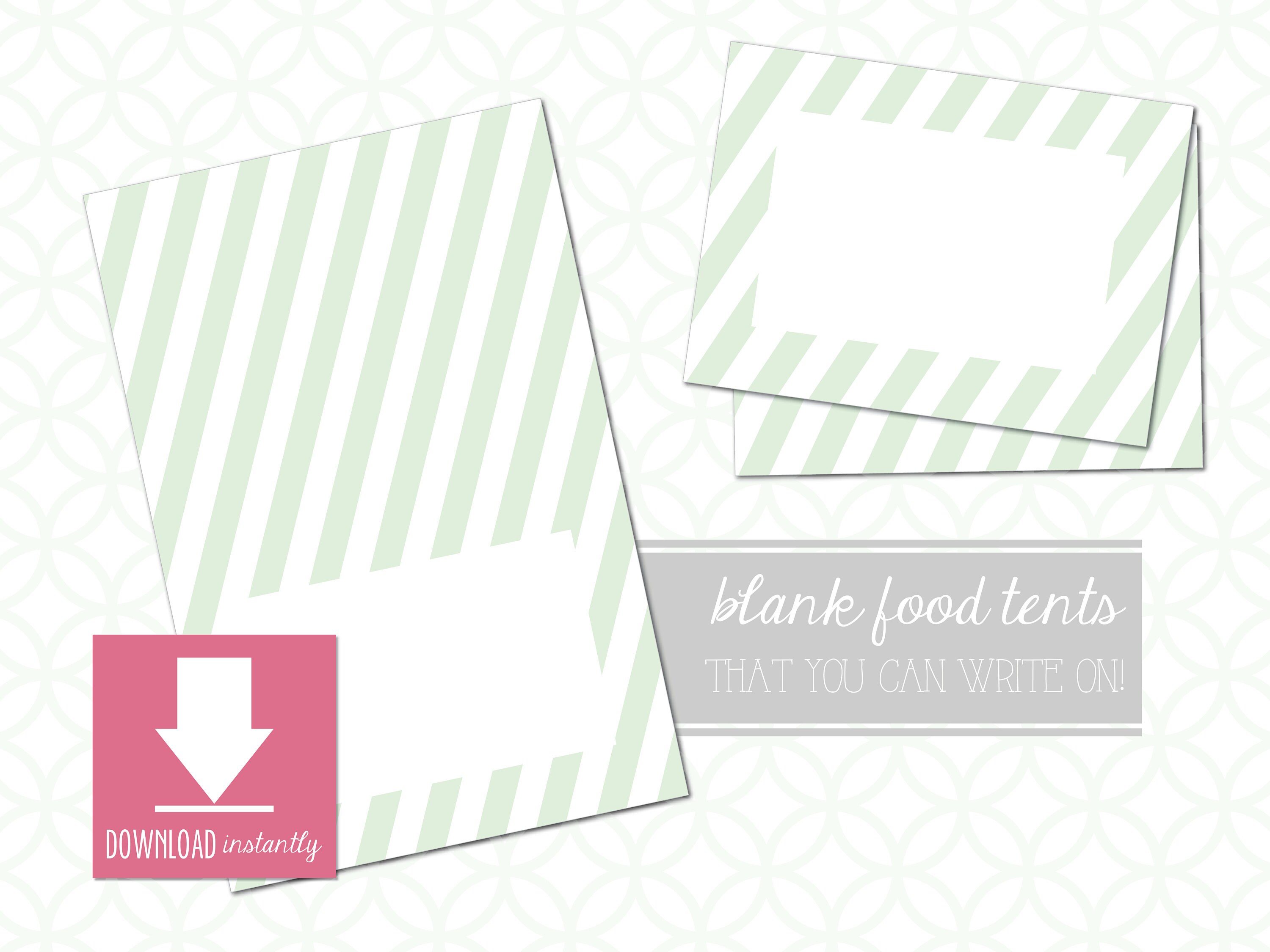 Printable Mojito Light Green Food Table Tent Cards Place Cards: Instant ...