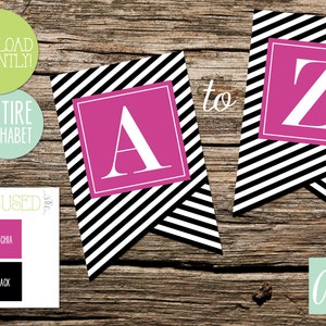 Printable Pennant Banner That Includes Entire Alphabet: Black and ...