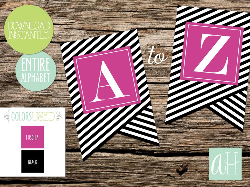 Printable Pennant Banner That Includes Entire Alphabet: Black | Etsy