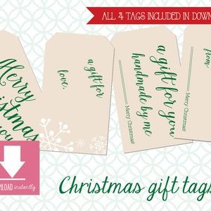 Printable Assorted Christmas Gift Tags, Green Writing: Instant Download ...