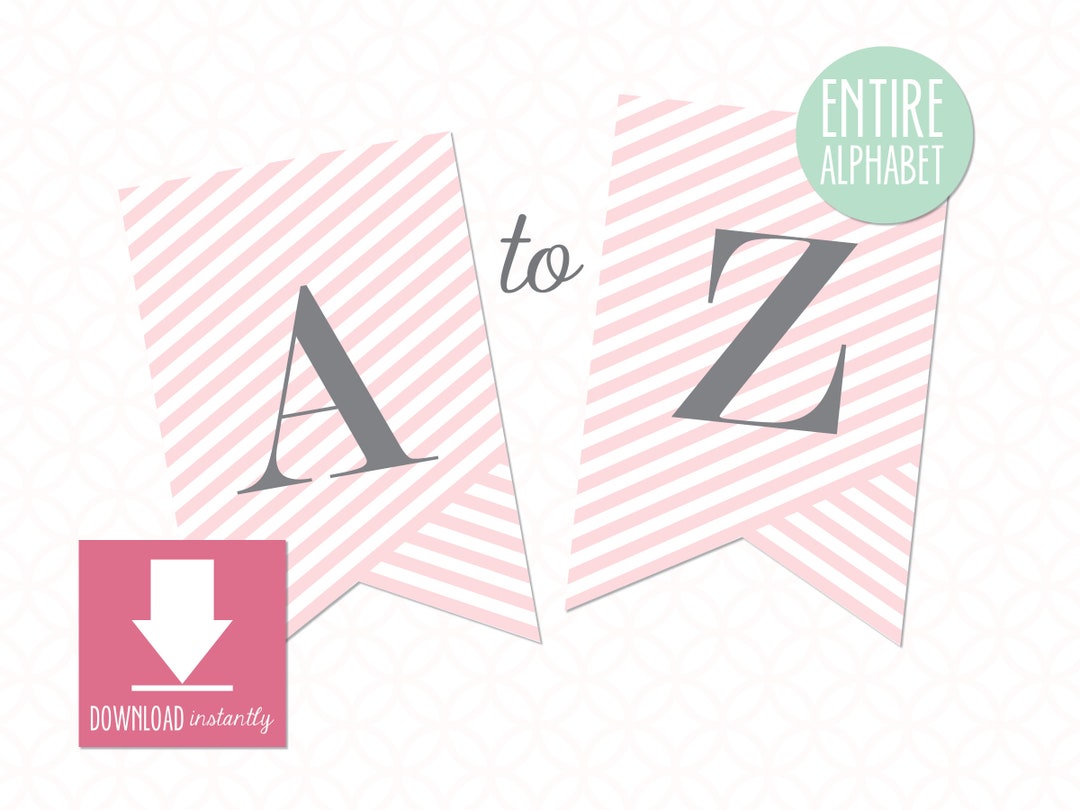 Printable Pennant Banner That Includes Entire Alphabet: Light Pink ...