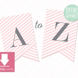 Printable Pennant Banner That Includes Entire Alphabet: Light Pink ...