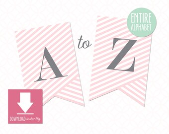 Printable Pennant Banner That Includes Entire Alphabet: Gold - Etsy