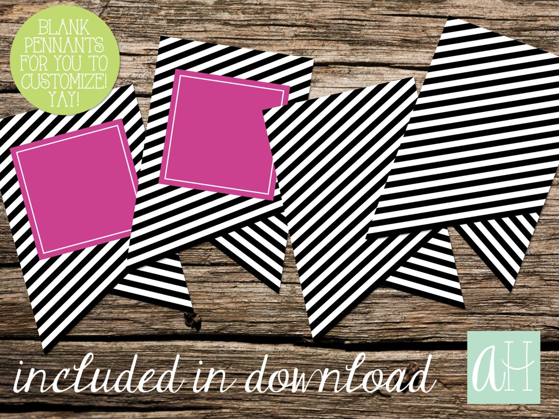 Printable Pennant Banner That Includes Entire Alphabet: Black and ...