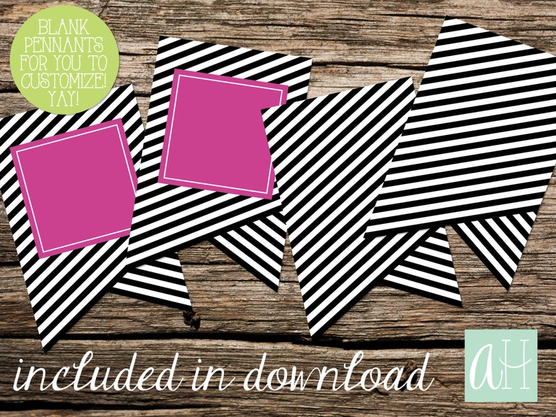 Printable Pennant Banner That Includes Entire Alphabet: Black and ...