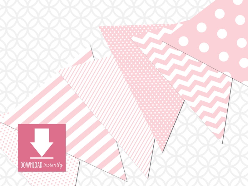 Printable Assorted Pennant Flag Banner: Blush Pink (instant Digital ...