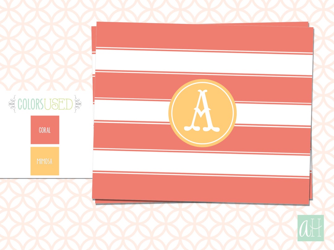 Printable Flat or Folded Striped Stationery: Personalized With Your ...