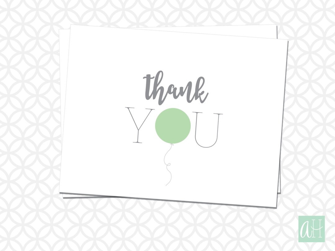 Printable GENDER NEUTRAL Thank You Card, Mojito, Light Green: Instant ...