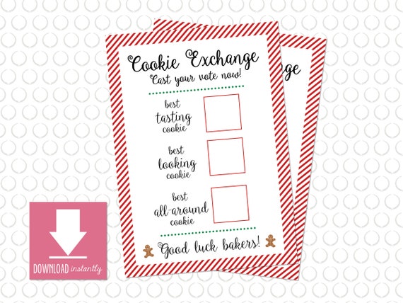 Cookie Exchange Voting Ballot Card for Christmas Party Bake | Etsy