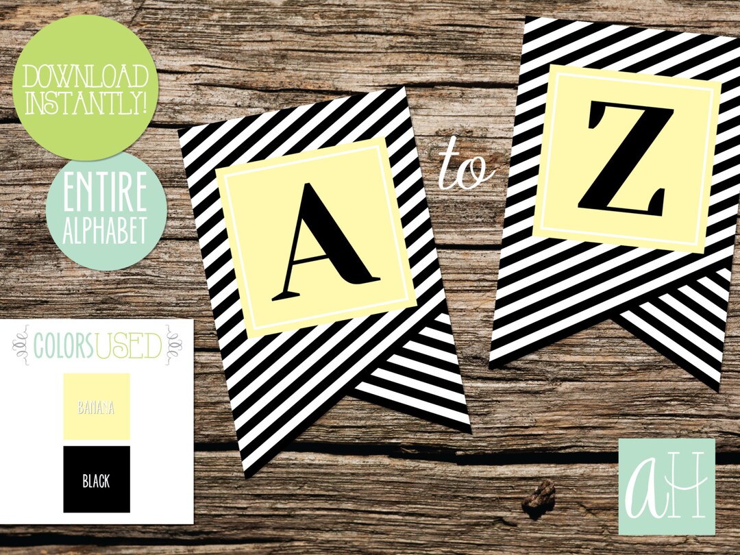 Printable Pennant Banner That Includes Entire Alphabet: Black and ...